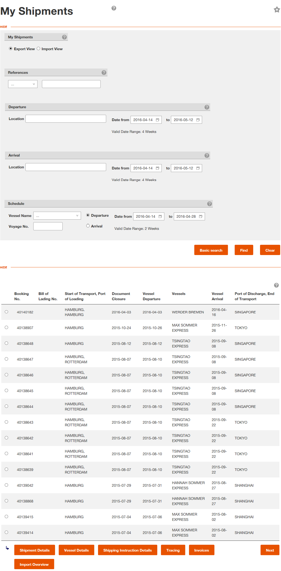 User Guide: My Shipments - Hapag-Lloyd