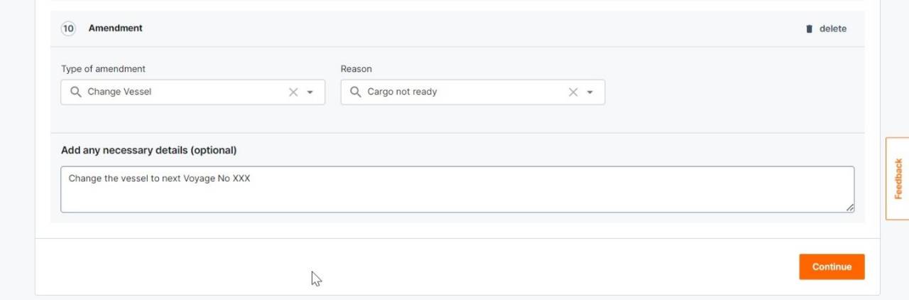 Booking Amendment - Hapag-Lloyd