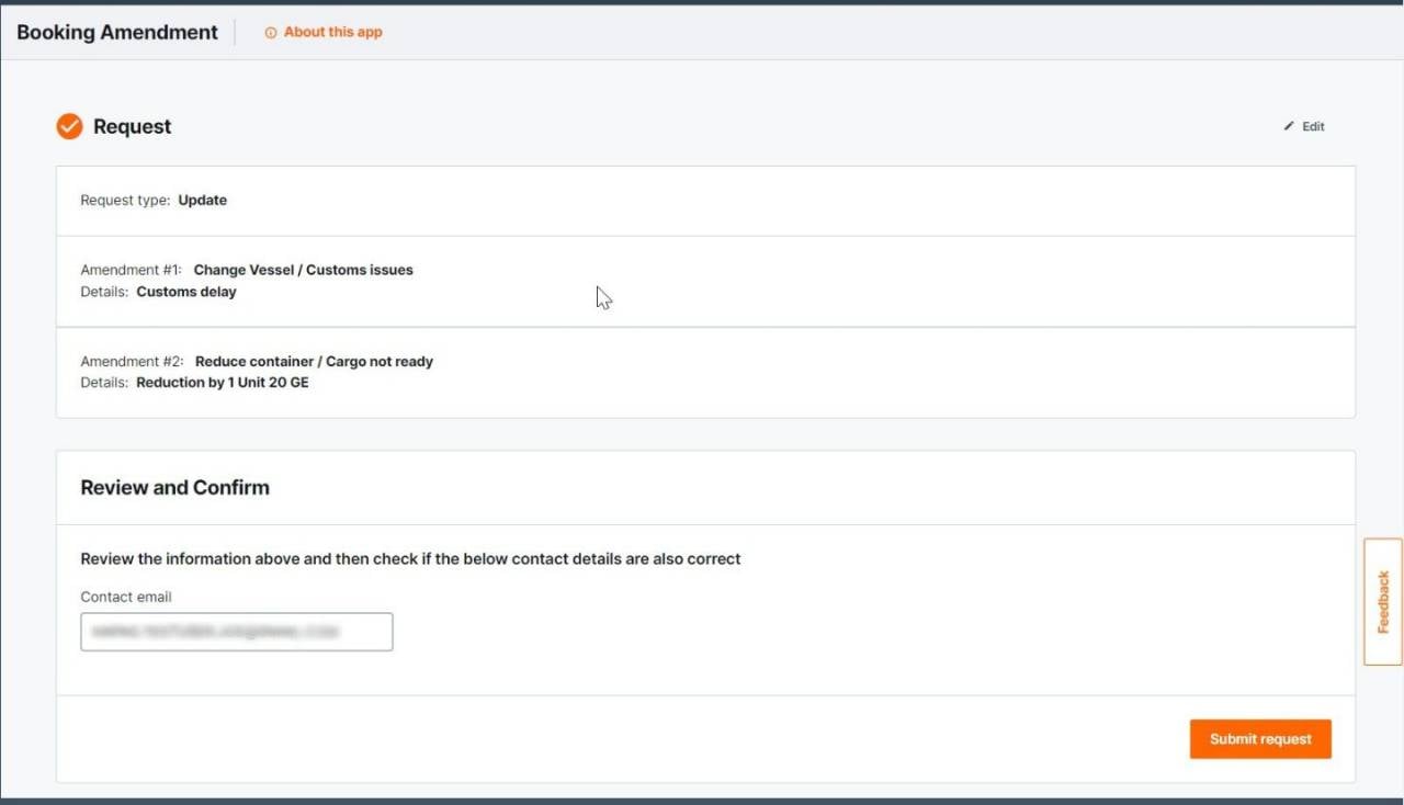Booking Amendment - Hapag-Lloyd