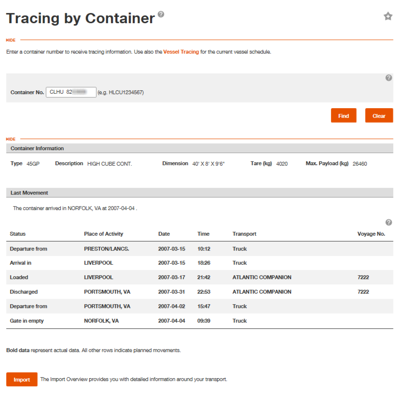 User Guide: Tracing by Container - Hapag-Lloyd