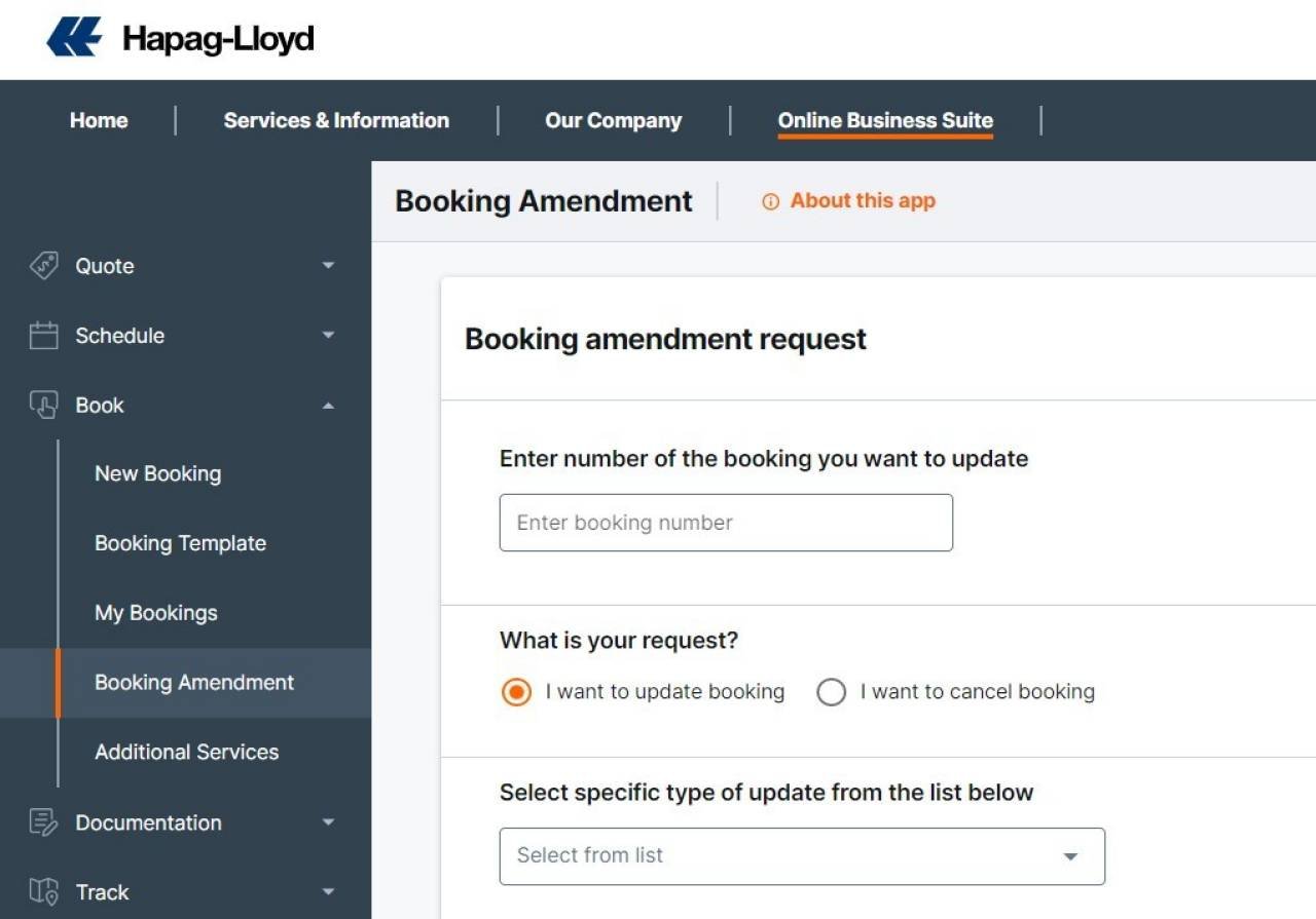 Booking Amendment - Hapag-Lloyd