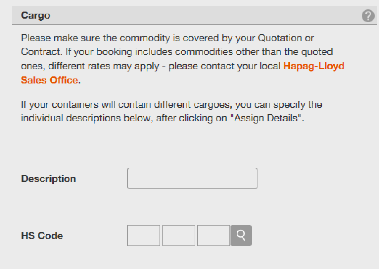 User Guide: Cargo & Equipment Tab - Hapag-Lloyd