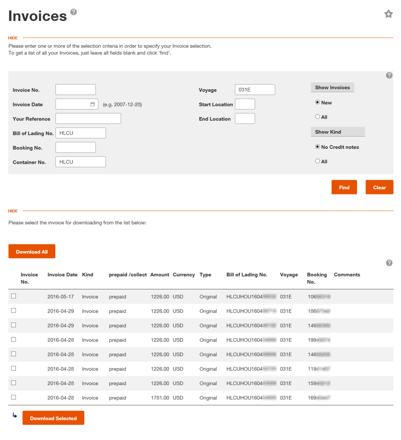 User Guide: Invoices - Hapag-Lloyd