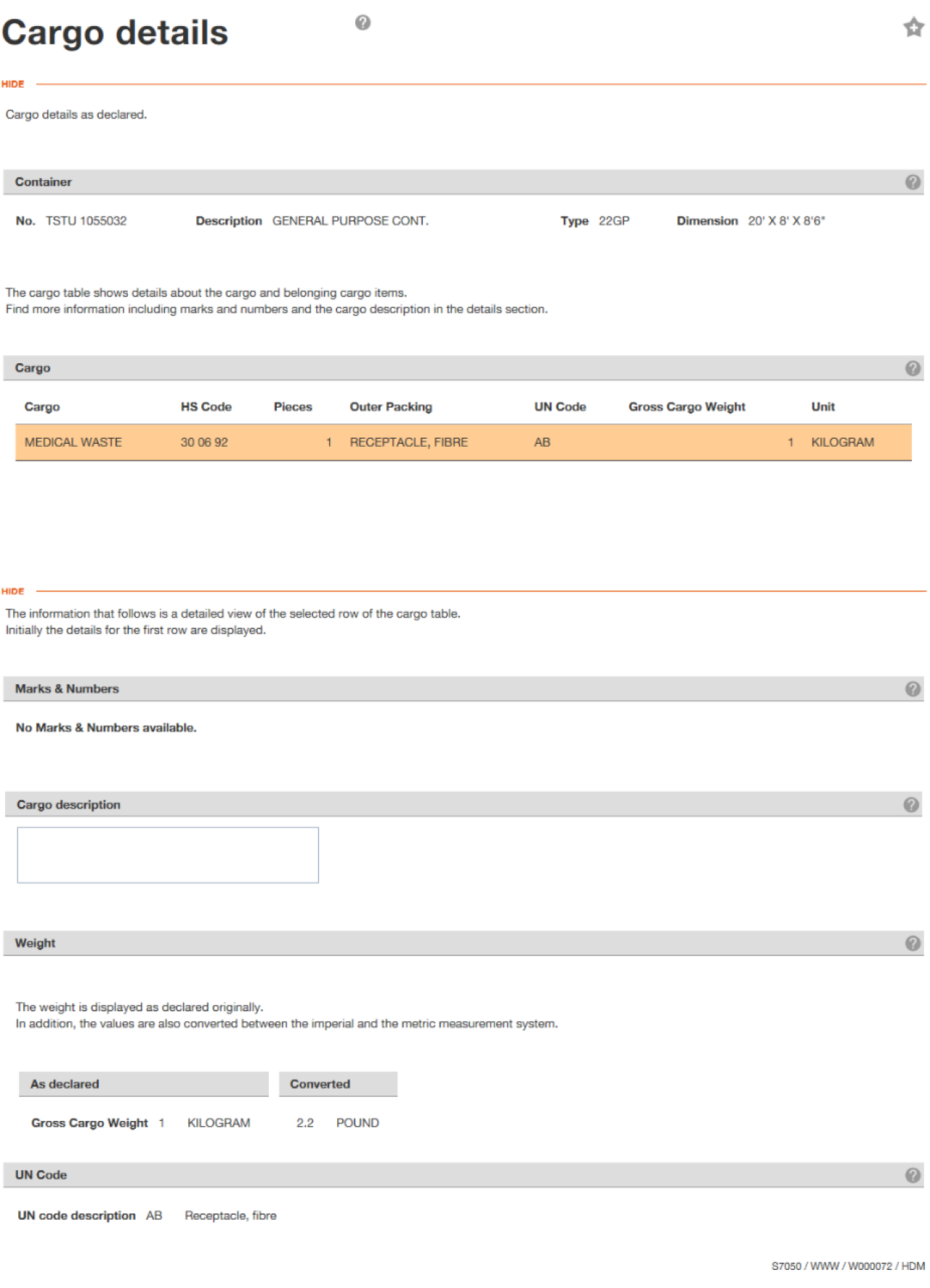 User Guide: Cargo details - Hapag-Lloyd