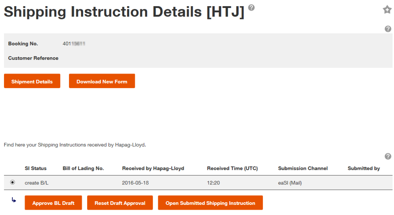 User Guide: Shipping Instruction Details - Hapag-Lloyd